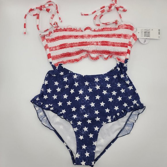 Hot Water | Swim | Nwt Usa American Flag Monokini Cut Out Swimsuit L ...
